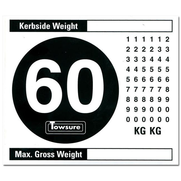 60MPH self-adhesive sticker for the rear of U.K. trailers and caravans.