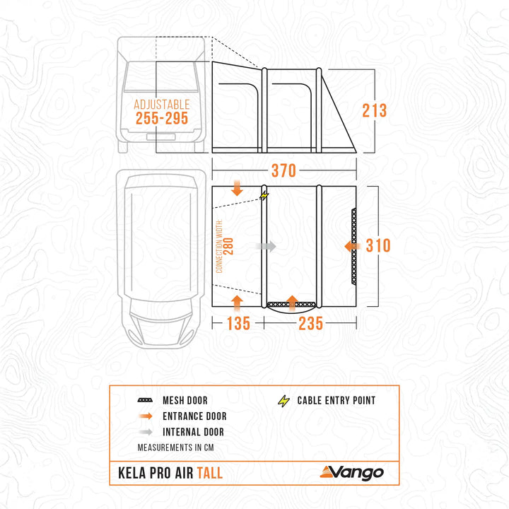 Vango Kela Pro Air Tall Drive Away Awning 255-295cm | Towsure UK
