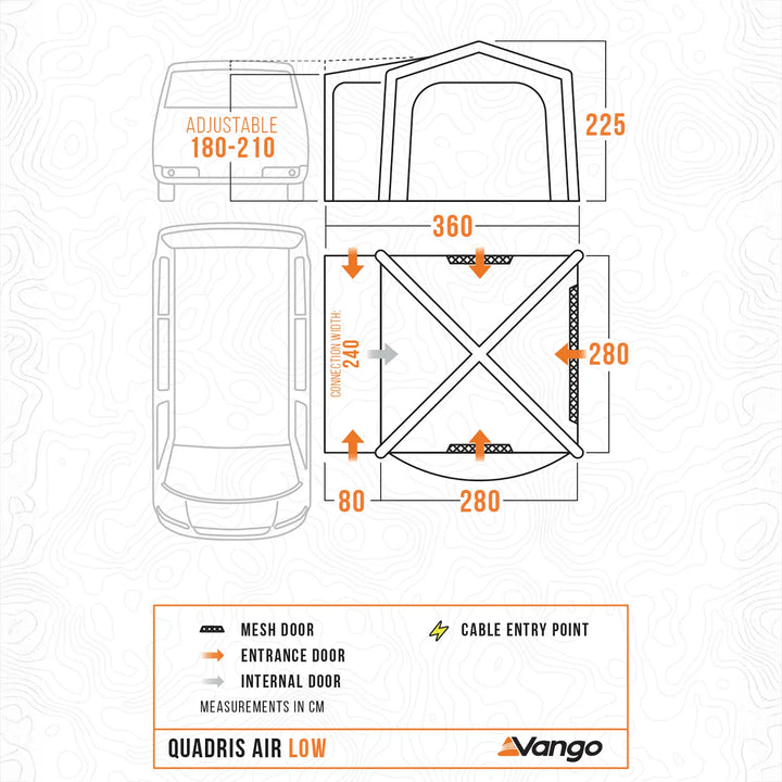 Vango Quadris Air Low Driveaway Awning for Campervans | Towsure