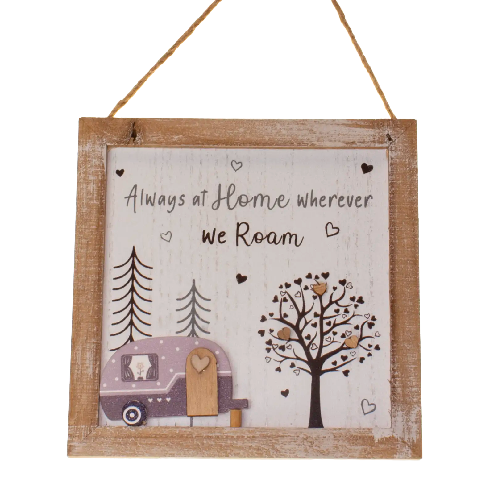 Wooden Caravan Wall Plaque – Rustic Caravan Picture - 18cm | Towsure