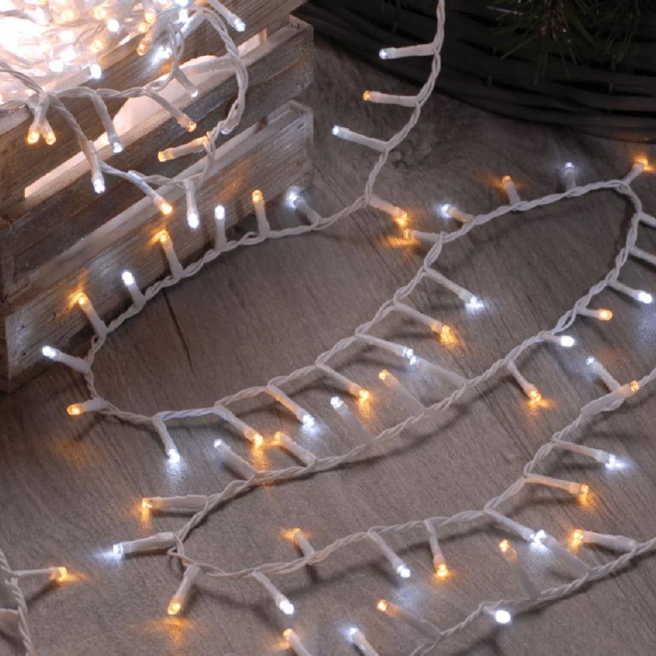 Festive Firefly String Lights - 600 Bright White & Warm White LED - 15.5m