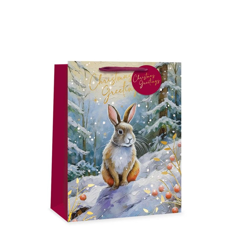 Christmas Rabbit Pattern Gift Bag - Large - Towsure