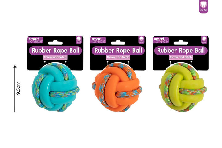 Smart Choice Rubber & Rope Dog Ball